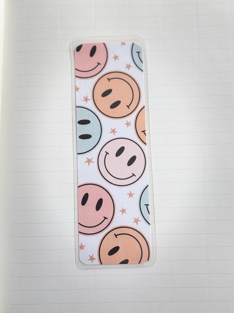 Boho Hippie Smiley Face Bookmark, Laminated and Double Sided - Etsy