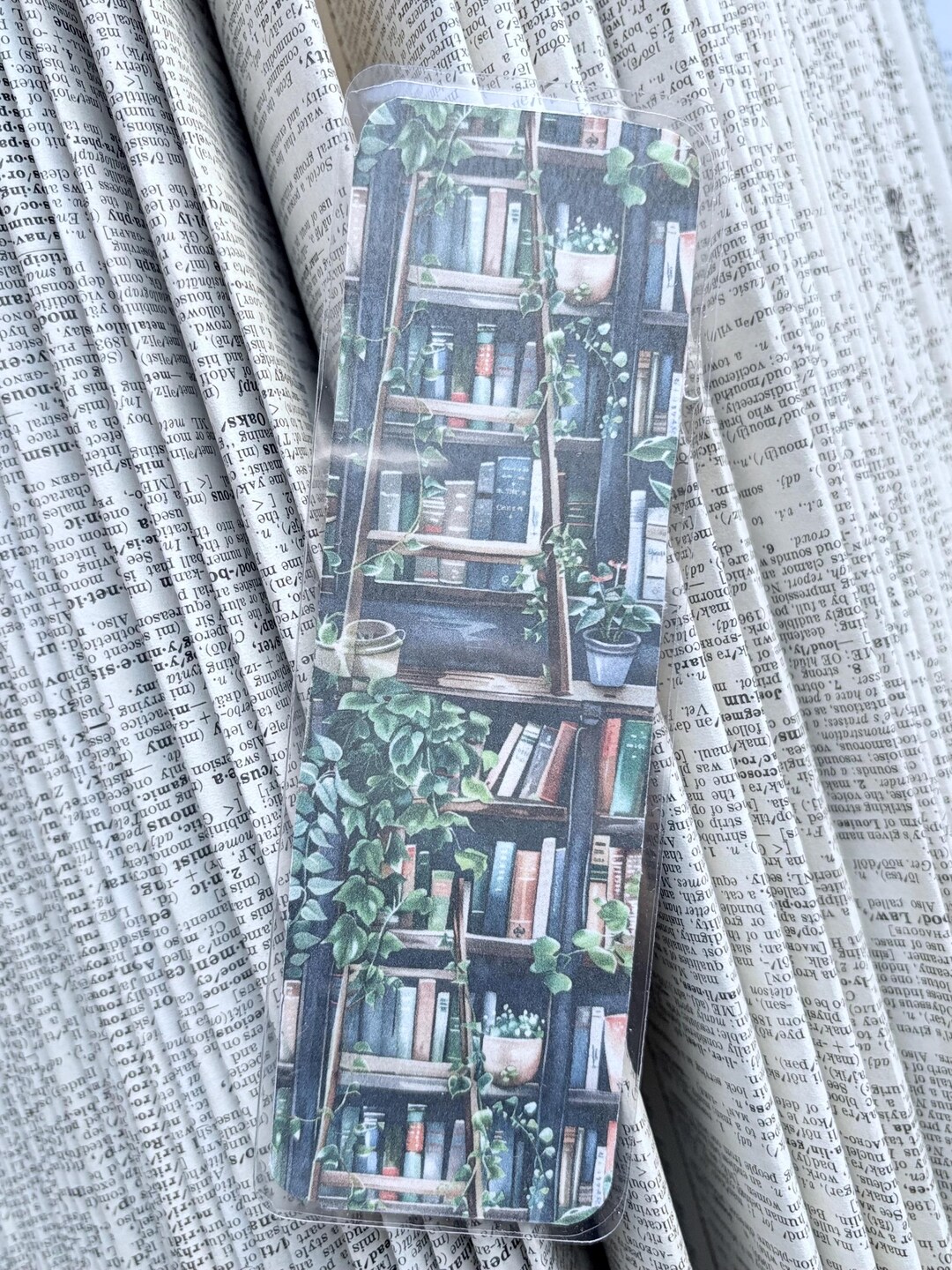 Greenery Bookshelf Laminated Bookmark // Bookish Gift // Book Readers ...