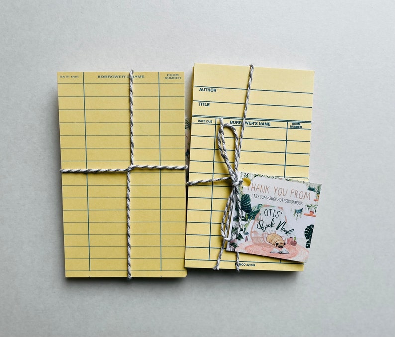 25 Yellow Authentic Library Cards - Etsy