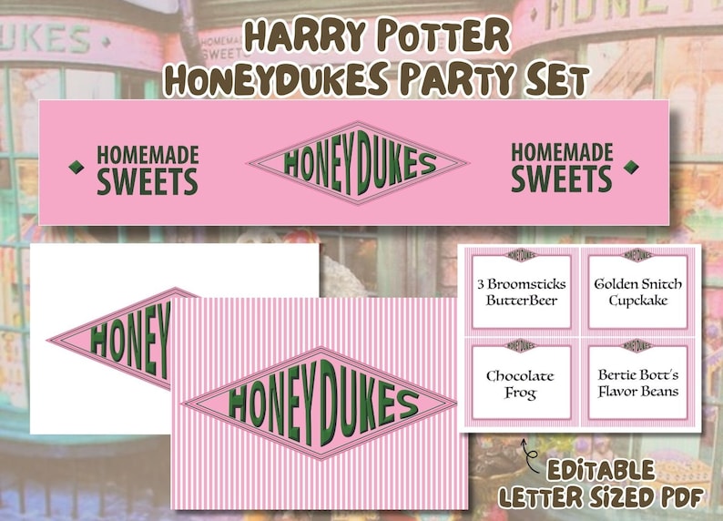 Harry Potter Party Decoration, Honeydukes Shop Sign, Honey Dukes Menu ...