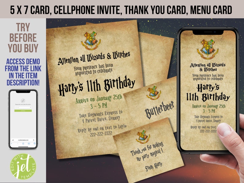 Editable Magical Wizard Birthday Party Invitation, Magical Birthday ...