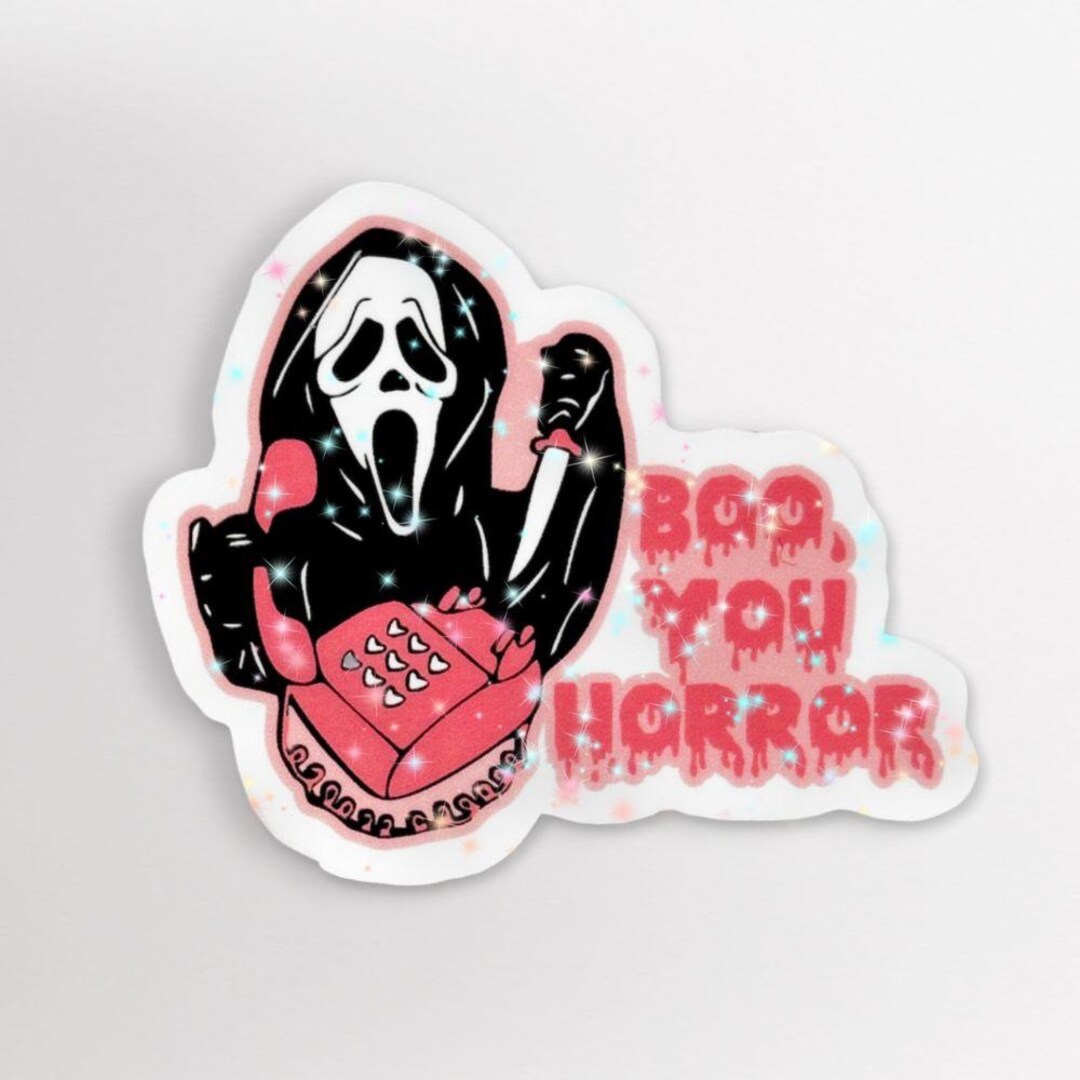 Ghostface 'boo You Horror' Glitter Vinyl Sticker - Halloween Spooky ...