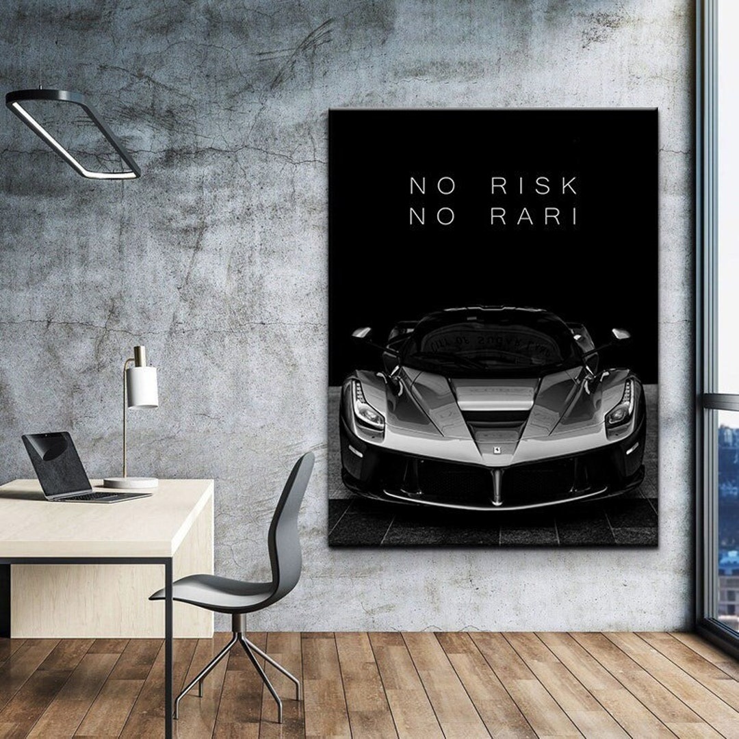 No Risk No Rari Motivational Wall Art Quote Ferrari Canvas - Etsy