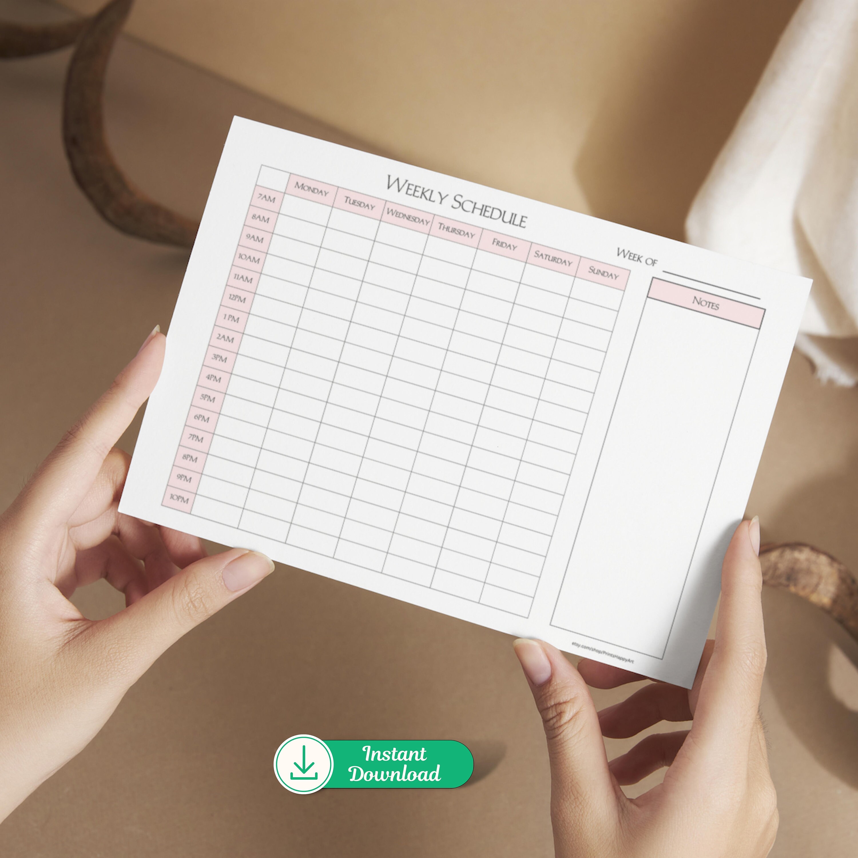 Printable Weekly Schedule Digital Hourly Weekly Schedule A5 A4 & US ...