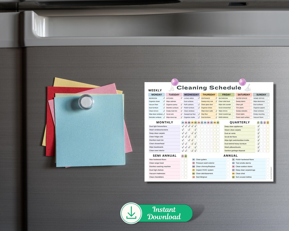 EDITABLE Cleaning Schedule | PRINTABLE Pastel Yearly Cleaning Weekly ...