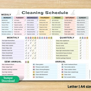 EDITABLE Cleaning Schedule | PRINTABLE Pastel Yearly Cleaning Weekly ...
