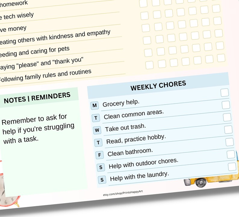 Editable Responsibility Chore Chart for Kids PRINTABLE Personalized ...