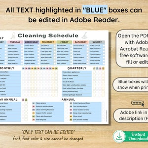 EDITABLE Cleaning Schedule | PRINTABLE Pastel Yearly Cleaning Weekly ...