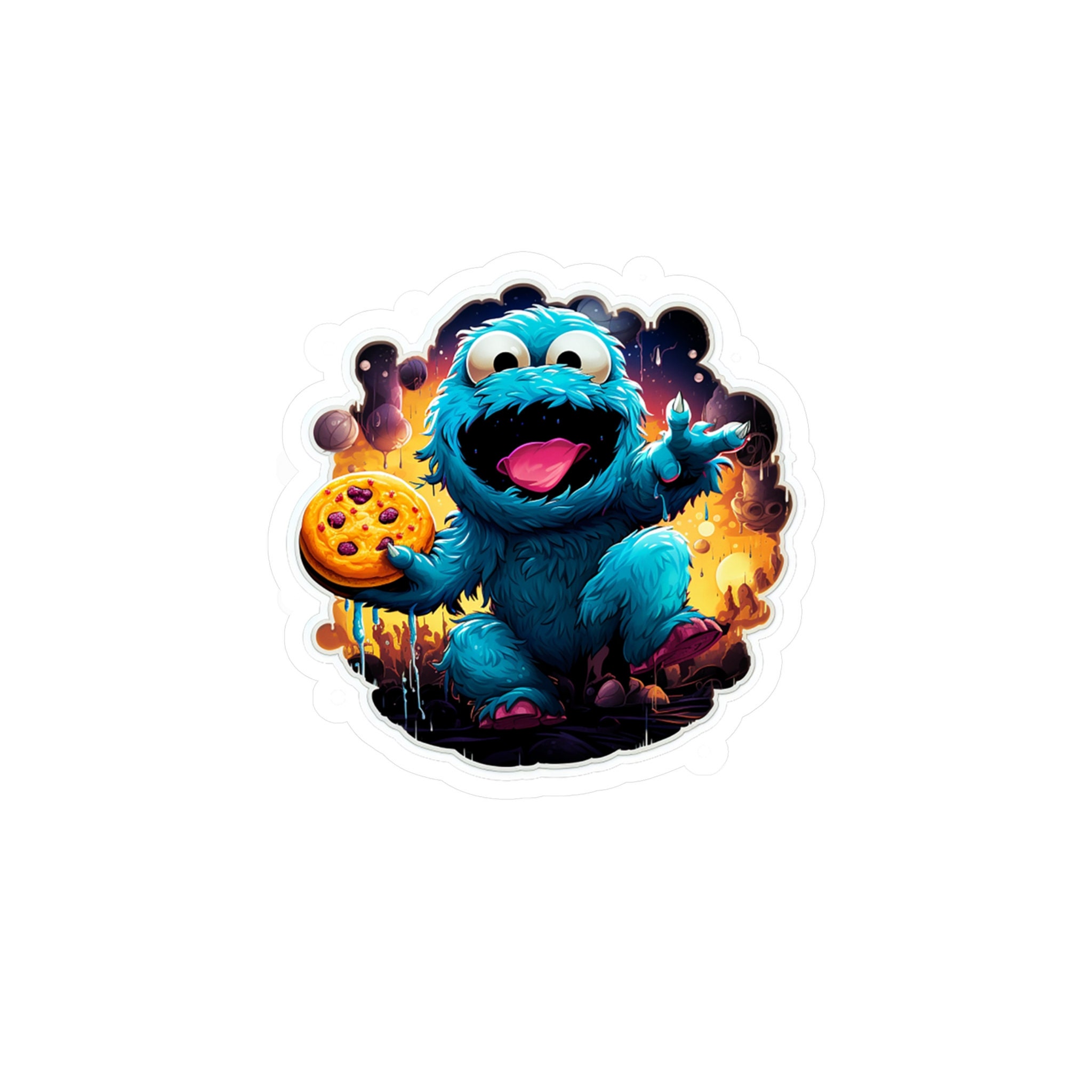 Neon Cookie Monster Sticker Sesame Street - Etsy