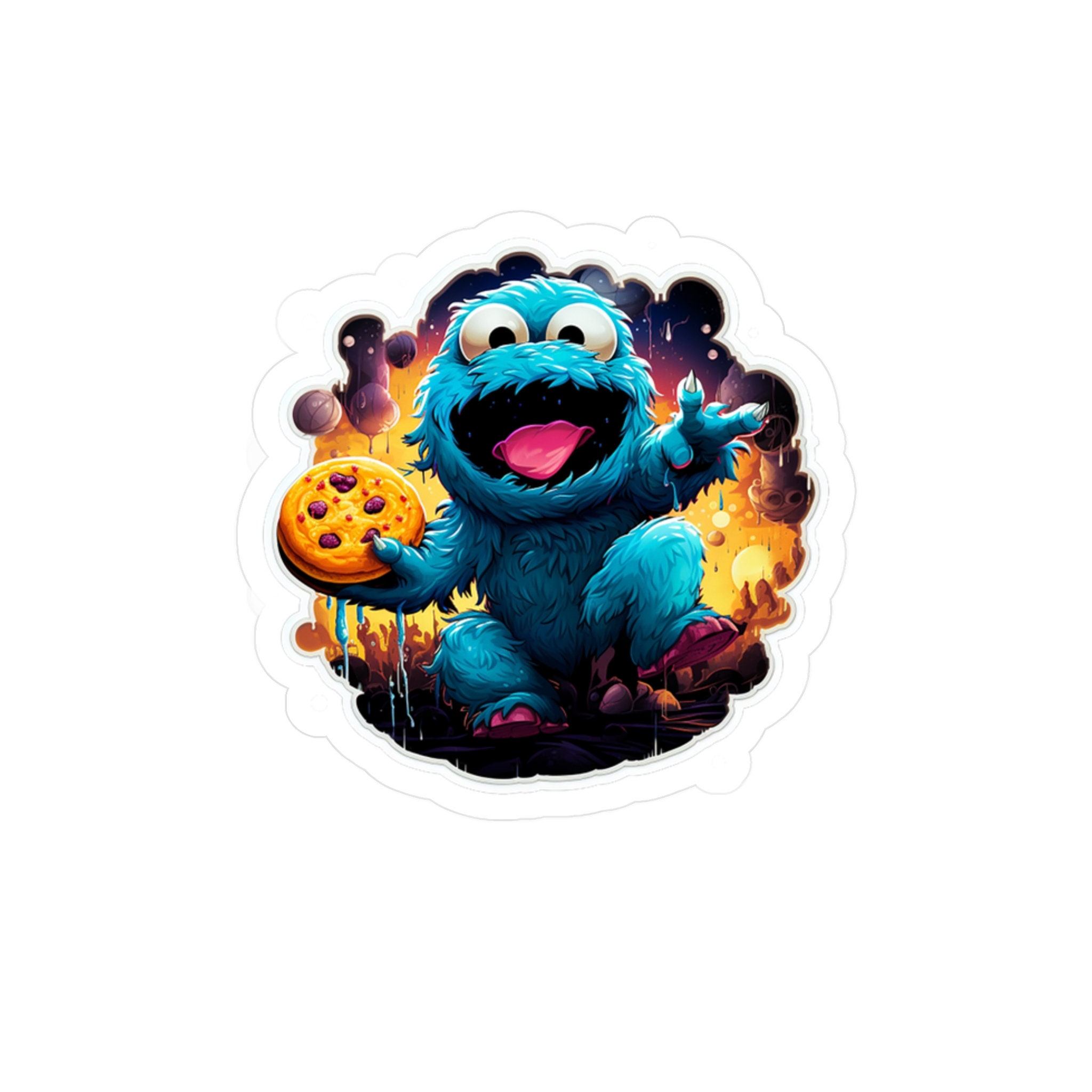 Neon Cookie Monster Sticker Sesame Street - Etsy