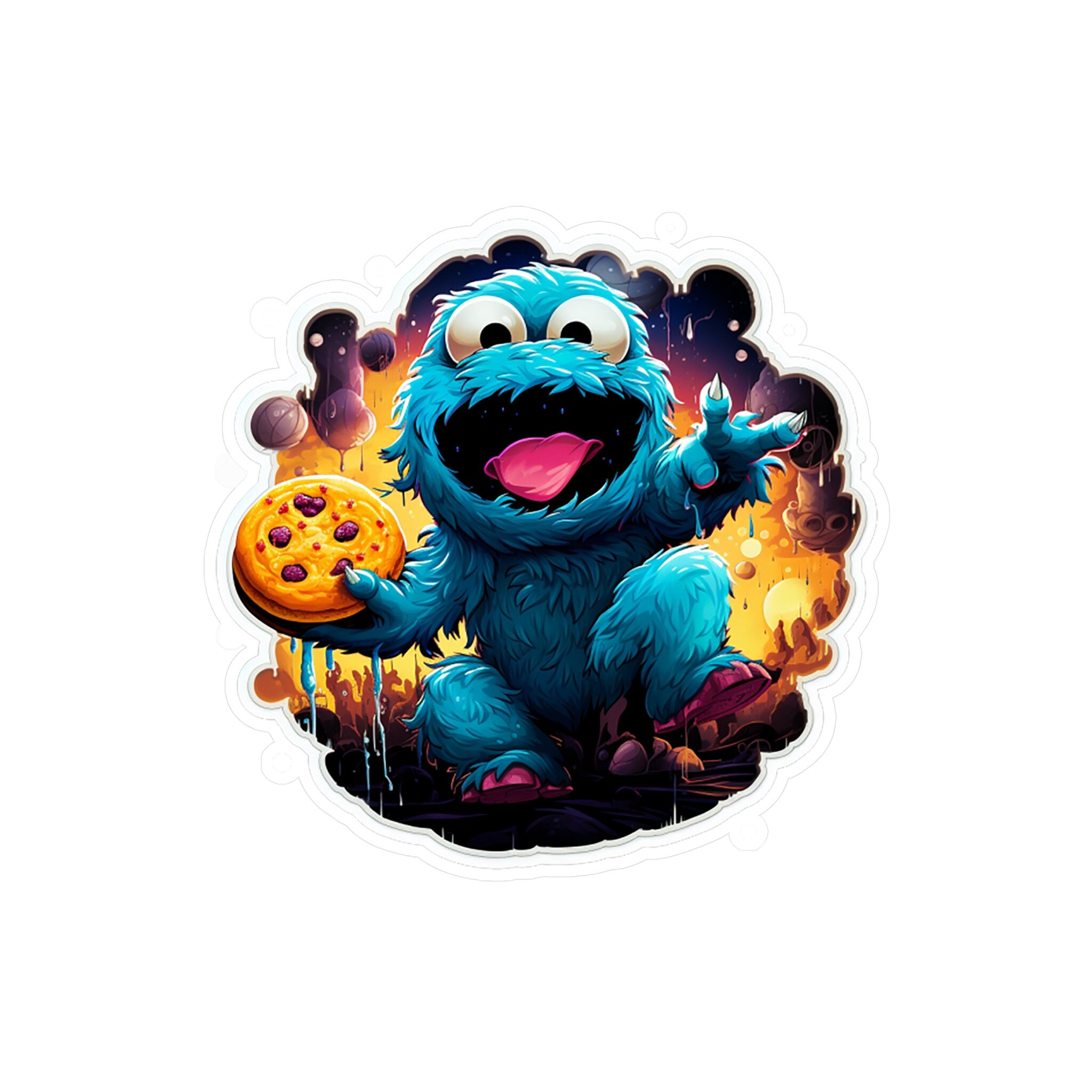 Neon Cookie Monster Sticker Sesame Street - Etsy