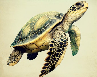 Sea Turtle Swimming in the Ocean, Nature Wall Art, Modern Art, Canvas ...