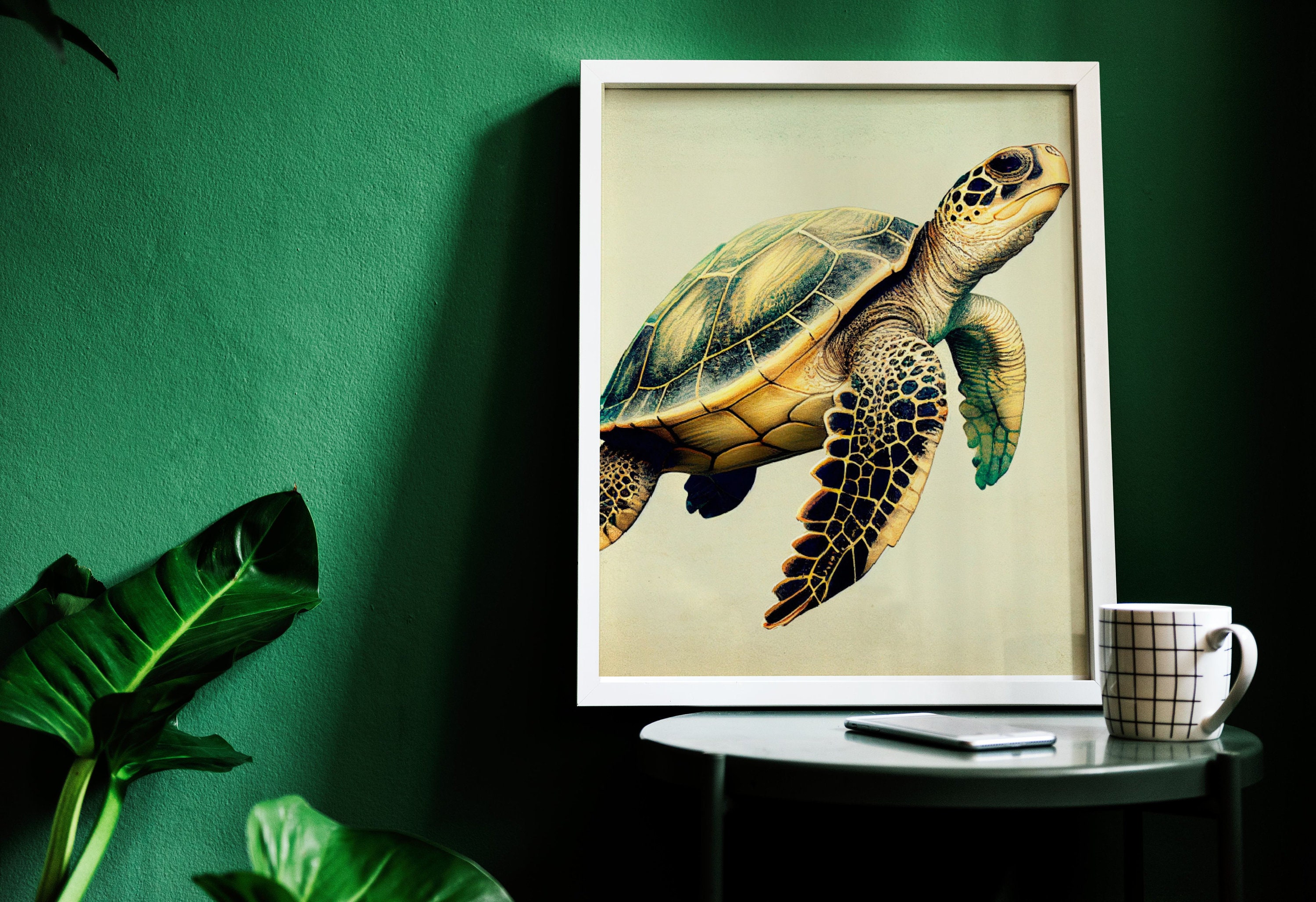 Realistic Sea Turtle Swimming Print - Etsy