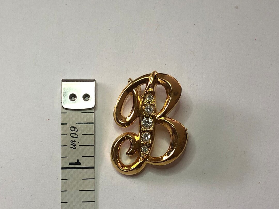 Marked Avon Gold-tone Script Letter “B” With Clear Rhinestones - Etsy