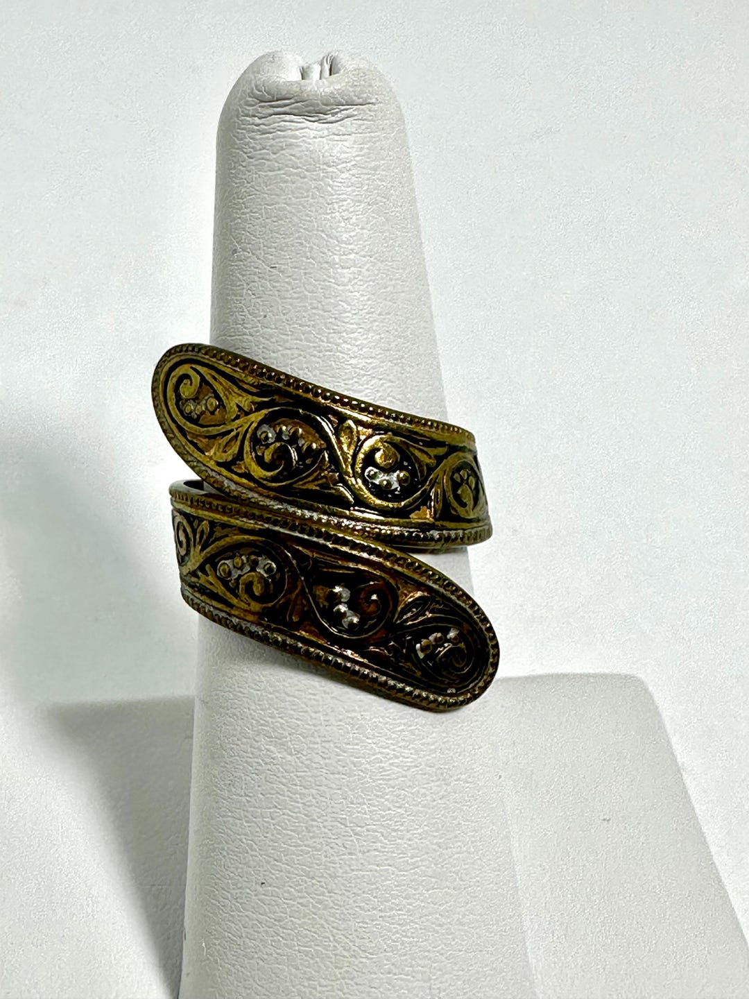 Vintage, Byzantine Style, Ornate Brass Wrap Bypass Twist Ring. Size 6 ...