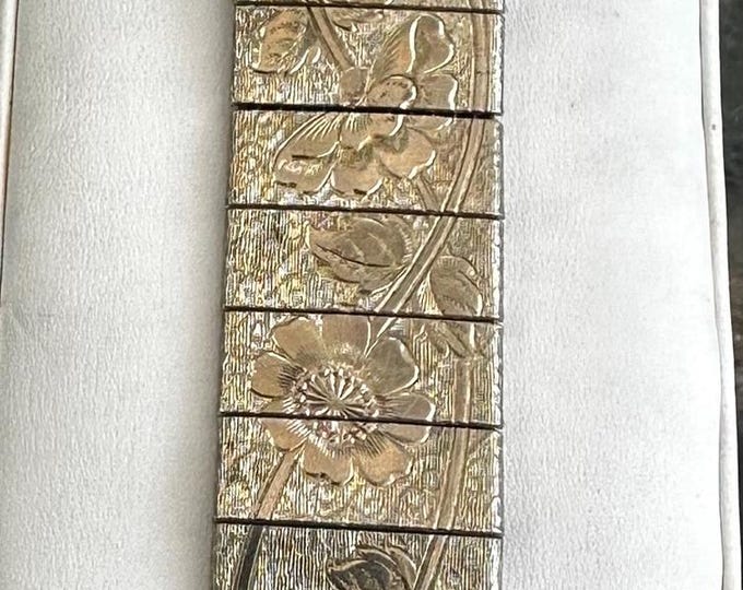 Vintage, Goldtone and Pink Hued Floral Panel Bracelet With Mesh Base. 7 ...