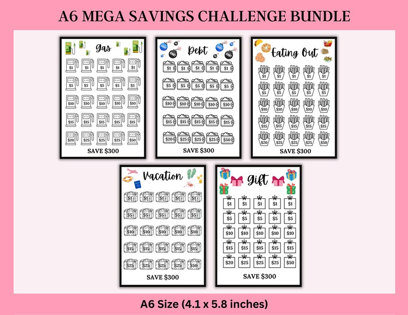 Mega Savings Challenge Bundle A6 Kids Savings Challenge Bundle Savings ...