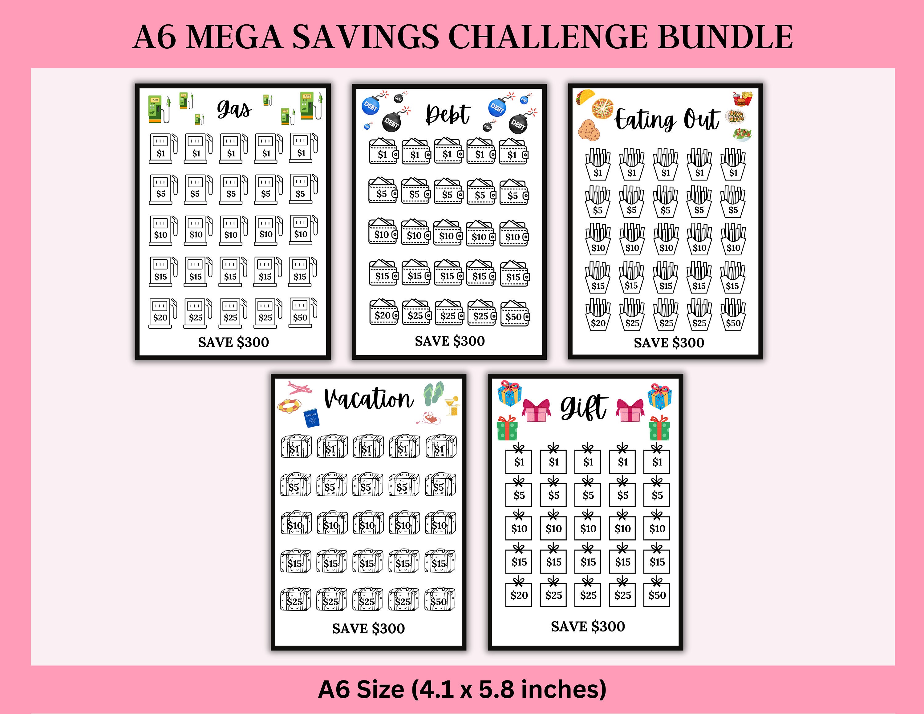 Mega Savings Challenge Bundle A6 Kids Savings Challenge Bundle Savings ...