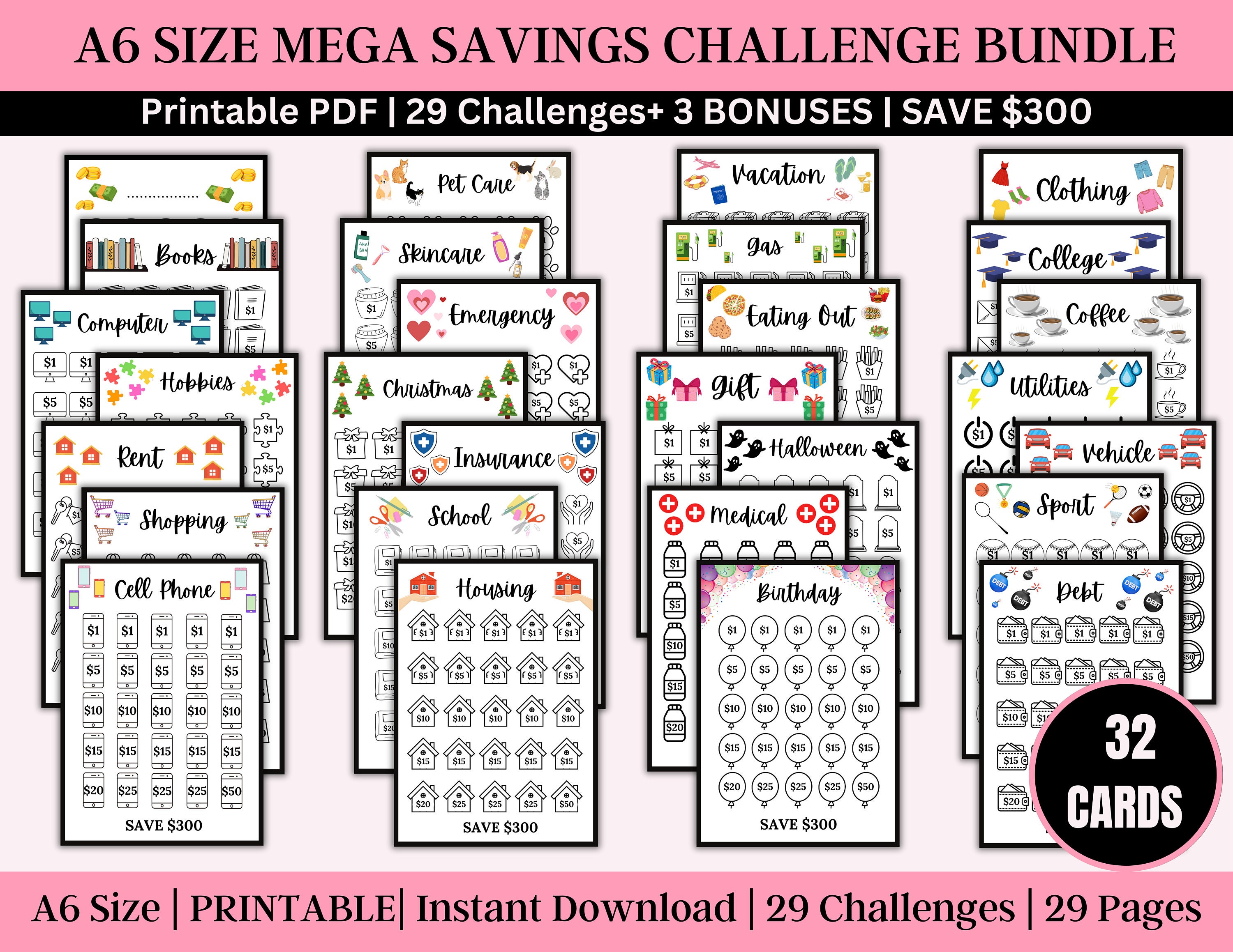 Mega Savings Challenge Bundle | A6 Kids Savings Challenge Bundle ...