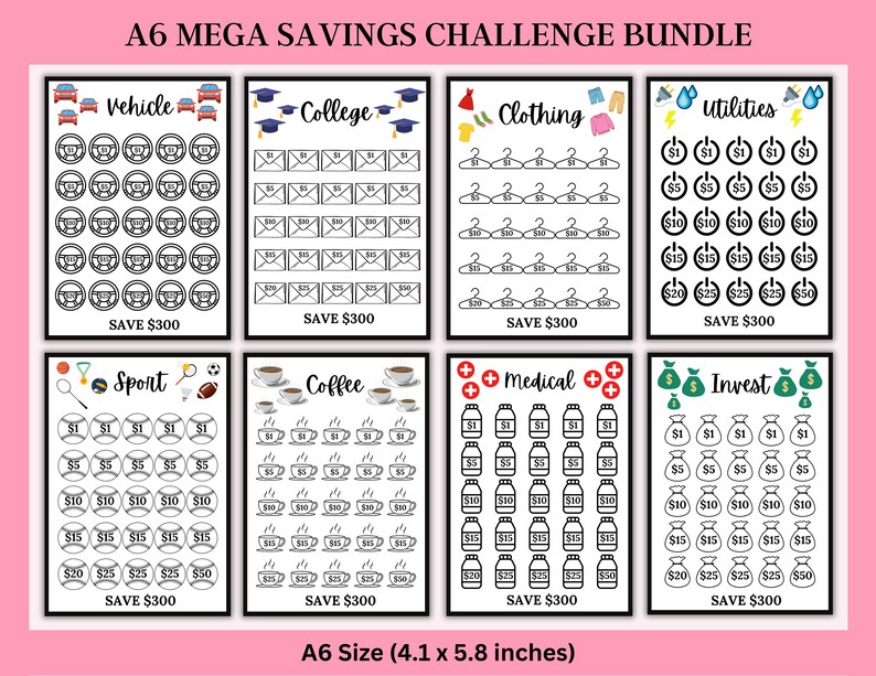 Mega Savings Challenge Bundle A6 Kids Savings Challenge Bundle Savings ...