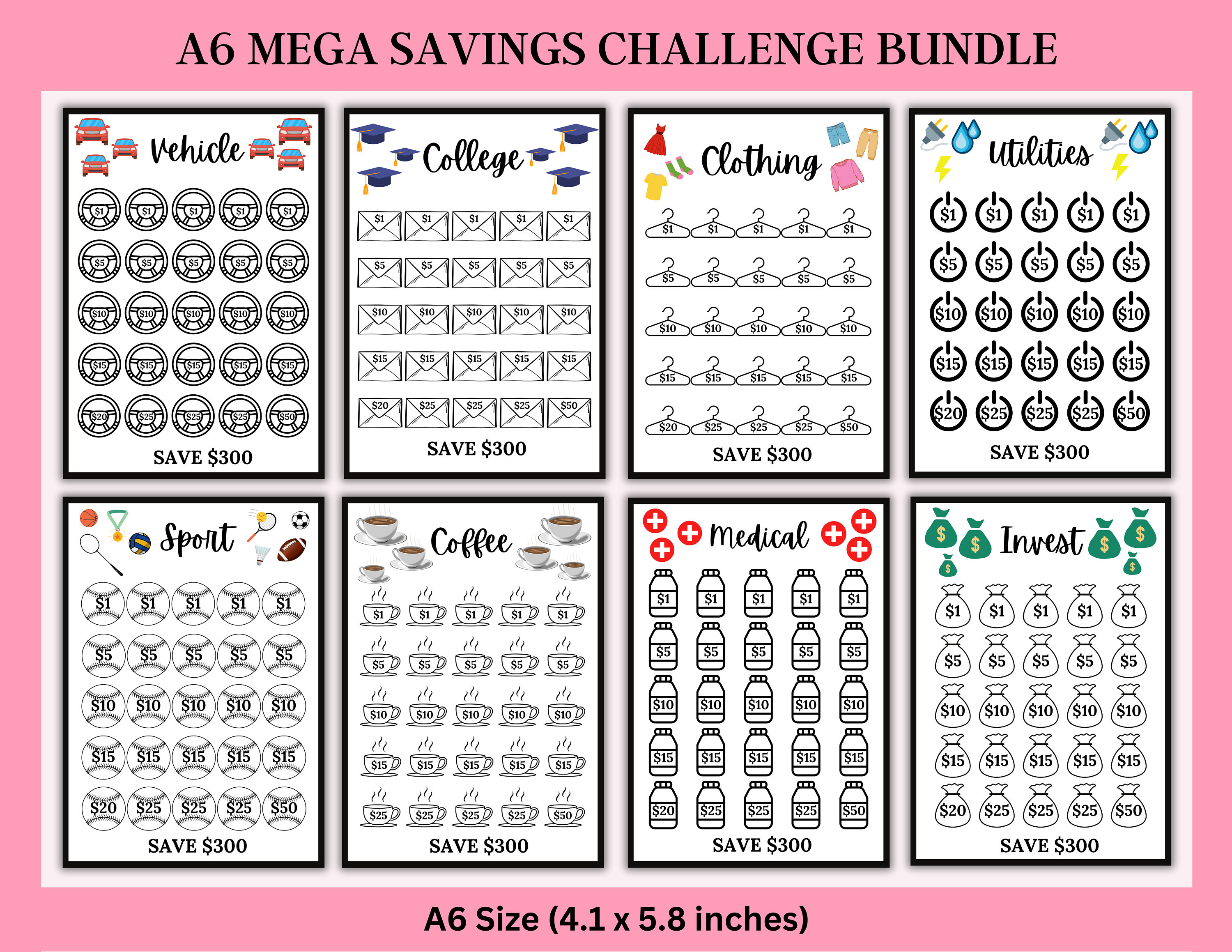 Mega Savings Challenge Bundle A6 Kids Savings Challenge Bundle Savings ...