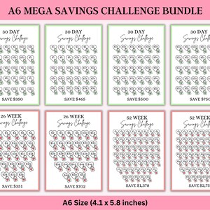 Mega Savings Challenge Bundle A6 Mini Savings Challenge - Etsy