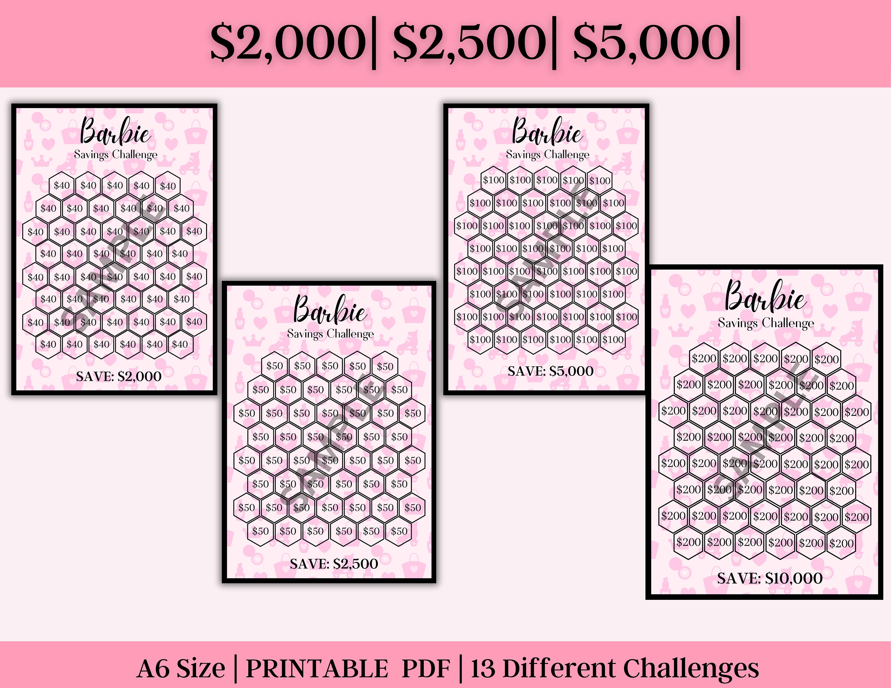 Barbie Savings Challenge Bundle | A6 Mini Savings Challenge Bundle ...