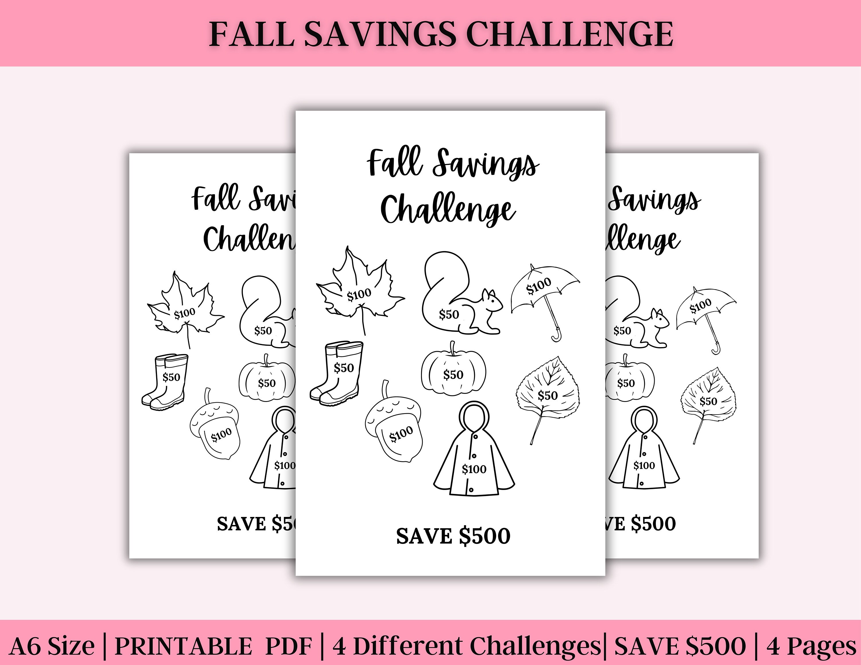 4 Seasons Winter Spring Summer Fall Savings Challenge Trackers | A6 ...