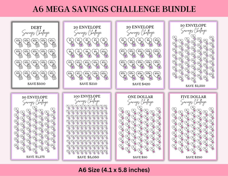 Mega Savings Challenge Bundle A6 Mini Savings Challenge Bundle Savings ...