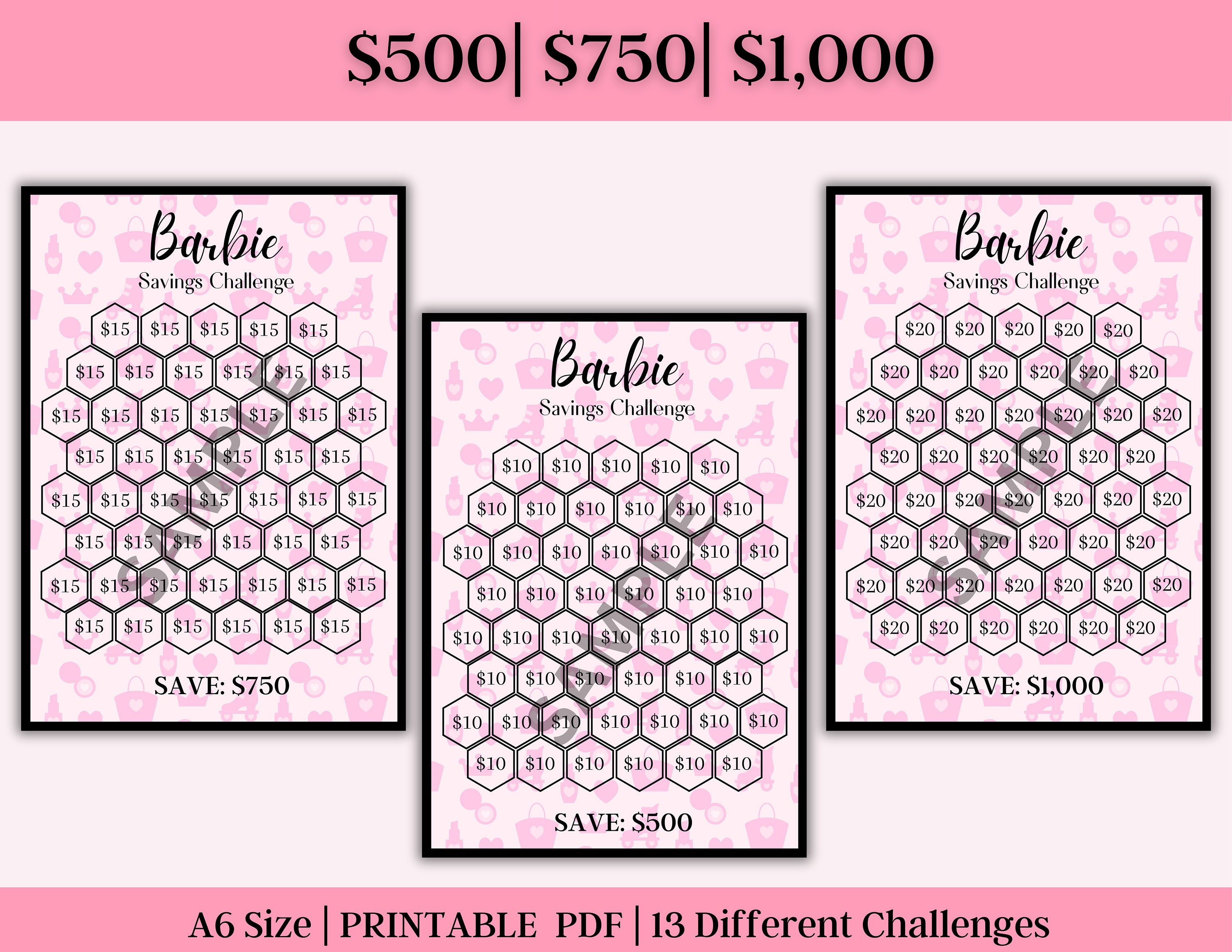 Barbie Savings Challenge Bundle | A6 Mini Savings Challenge Bundle ...