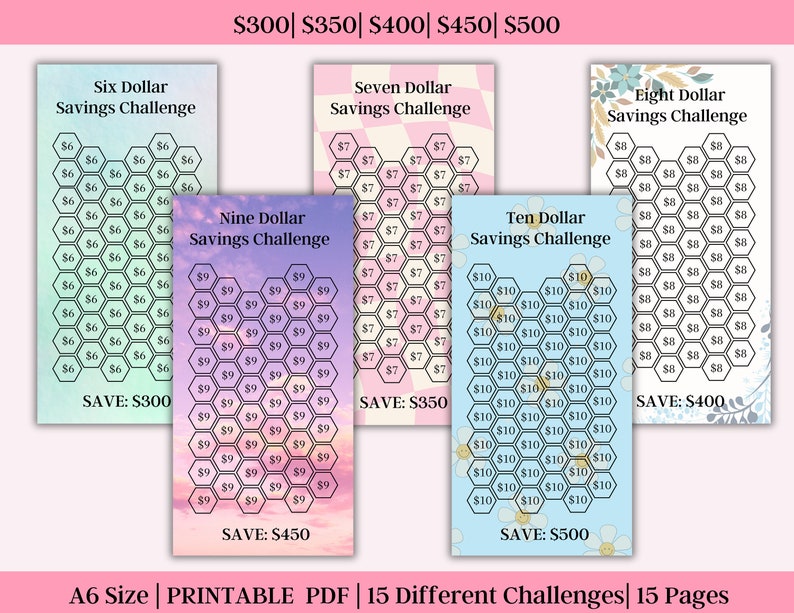 A6 Size Savings Challenge Bundle | Low Income Savings Challenge ...