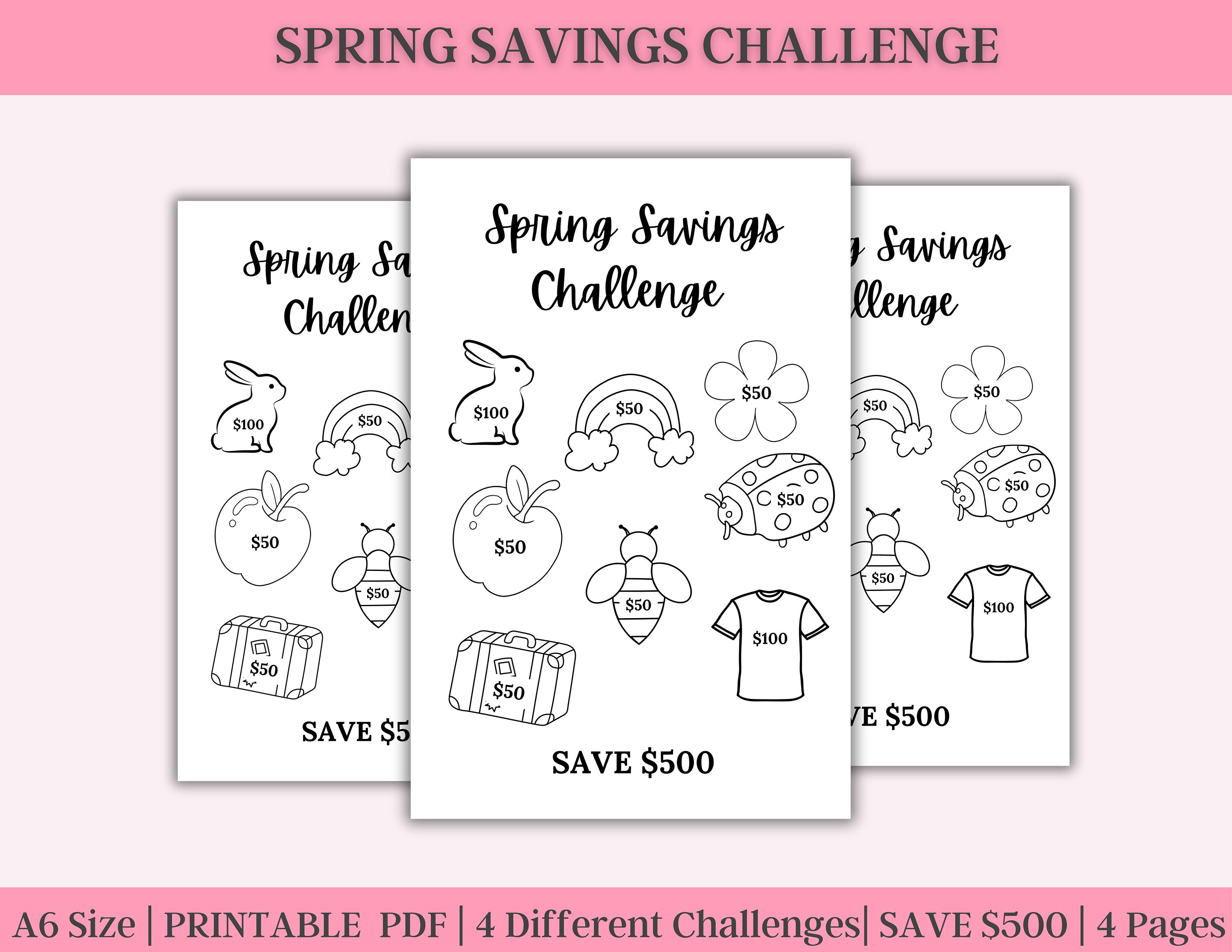 4 Seasons Winter Spring Summer Fall Savings Challenge Trackers | A6 ...