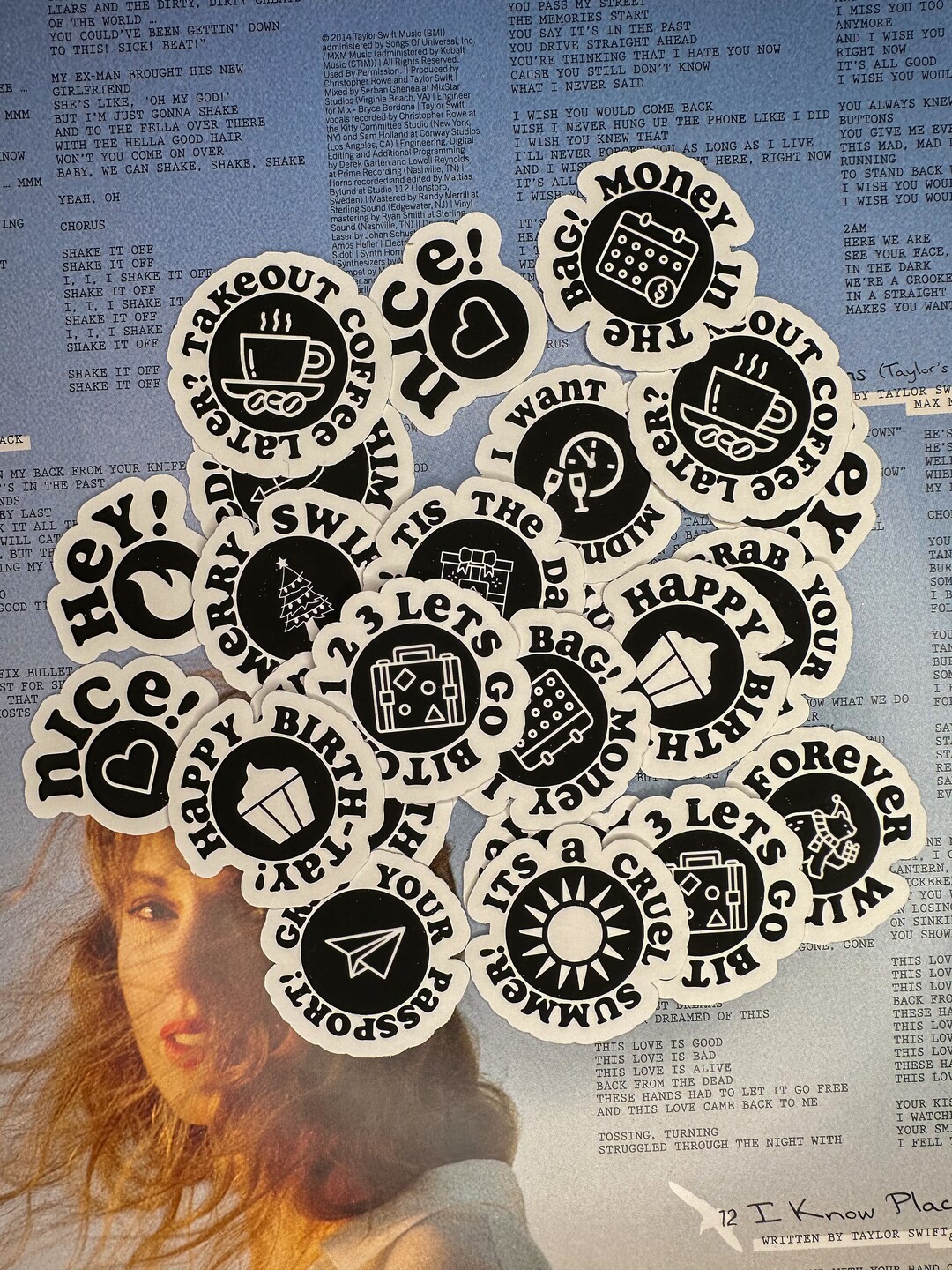 24p Taylor Swift Planner/holiday Stickers Eras Tour Swiftie Matte Black ...