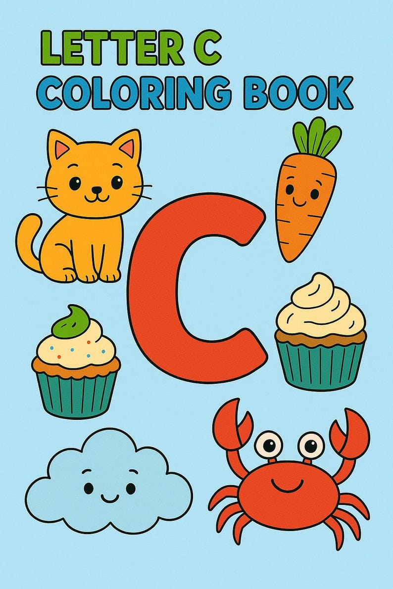 Letter C Coloring Book: Fun Alphabet Learning (PDF Printable) - Etsy