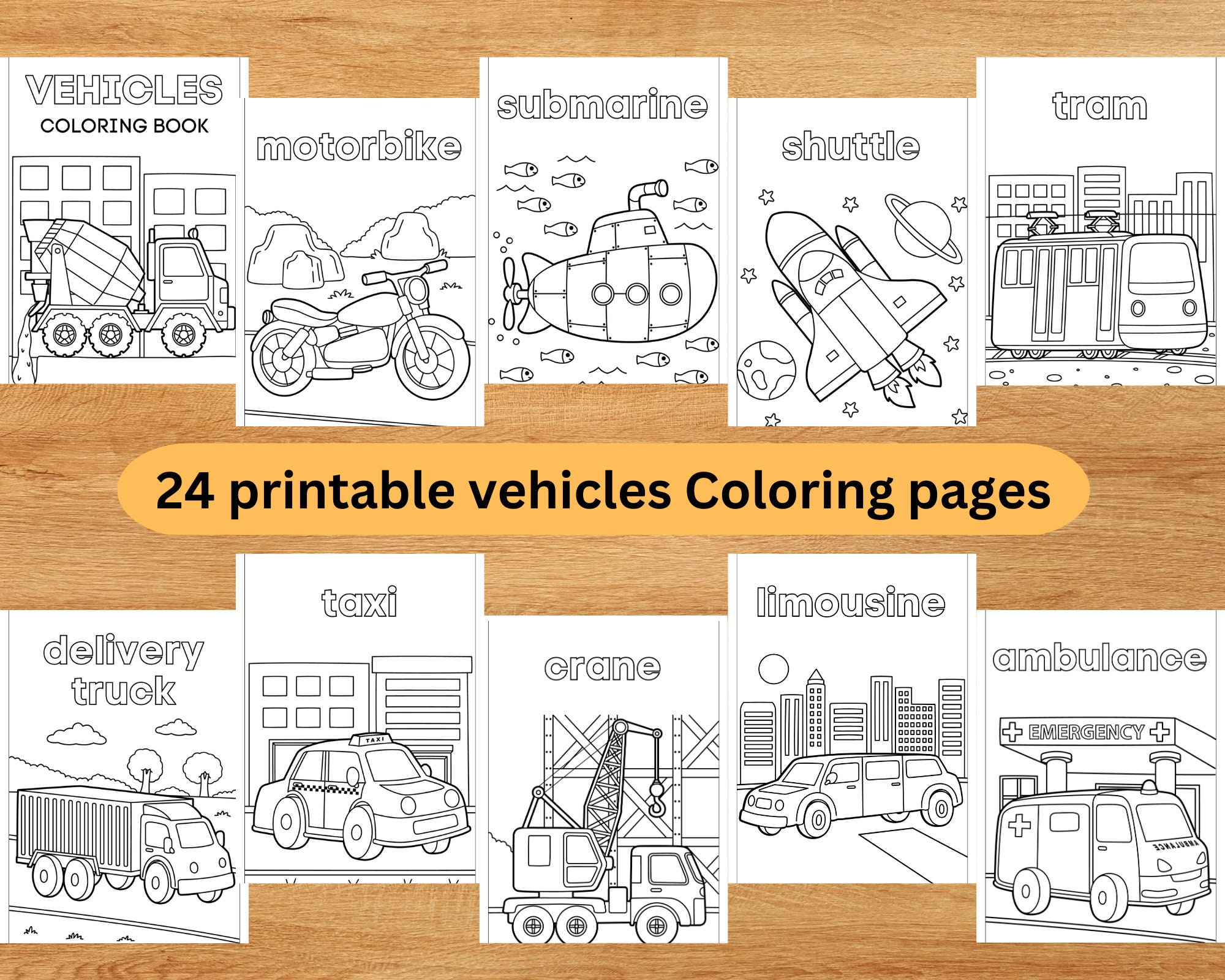 Vehicle Coloring Pages, Printable Coloring Pages, Editable Coloring ...