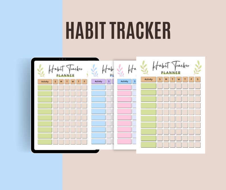 Habit Tracker PDF Planner Printable Planner Instant - Etsy