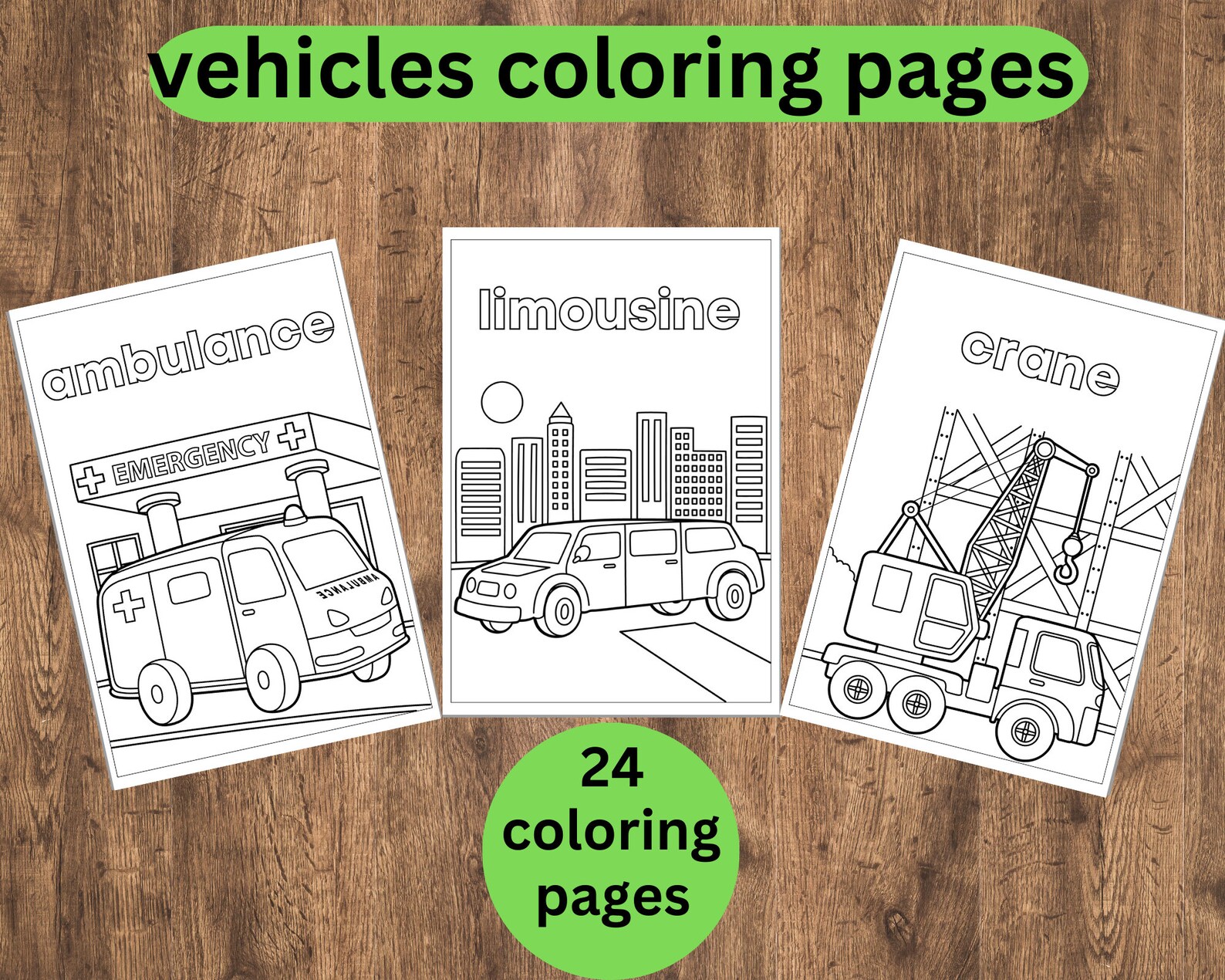 Vehicle Coloring Pages Printable Coloring Pages Editable - Etsy
