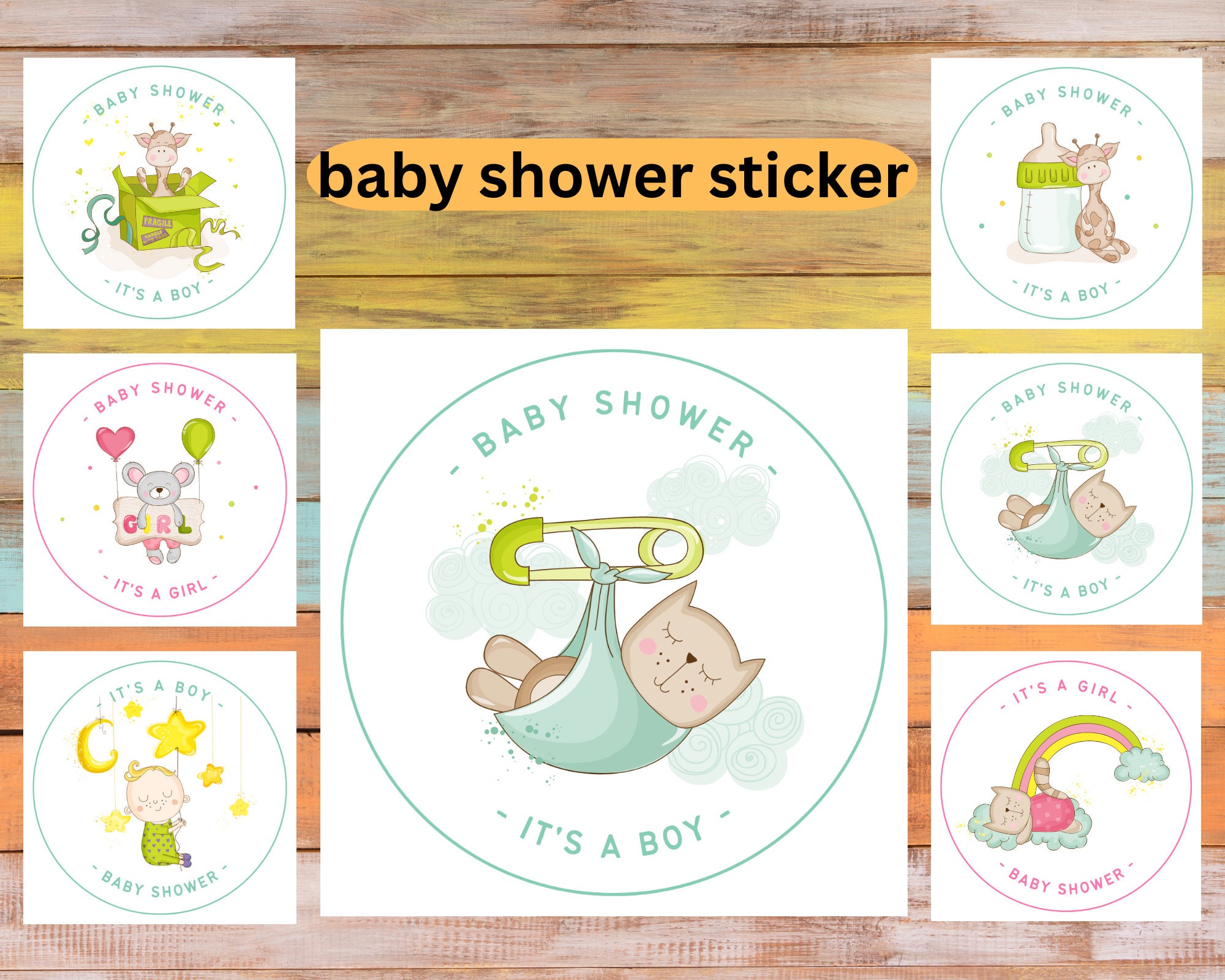 Baby Shower Stickers - Custom Baby Shower Labels, Bottle Labels ...