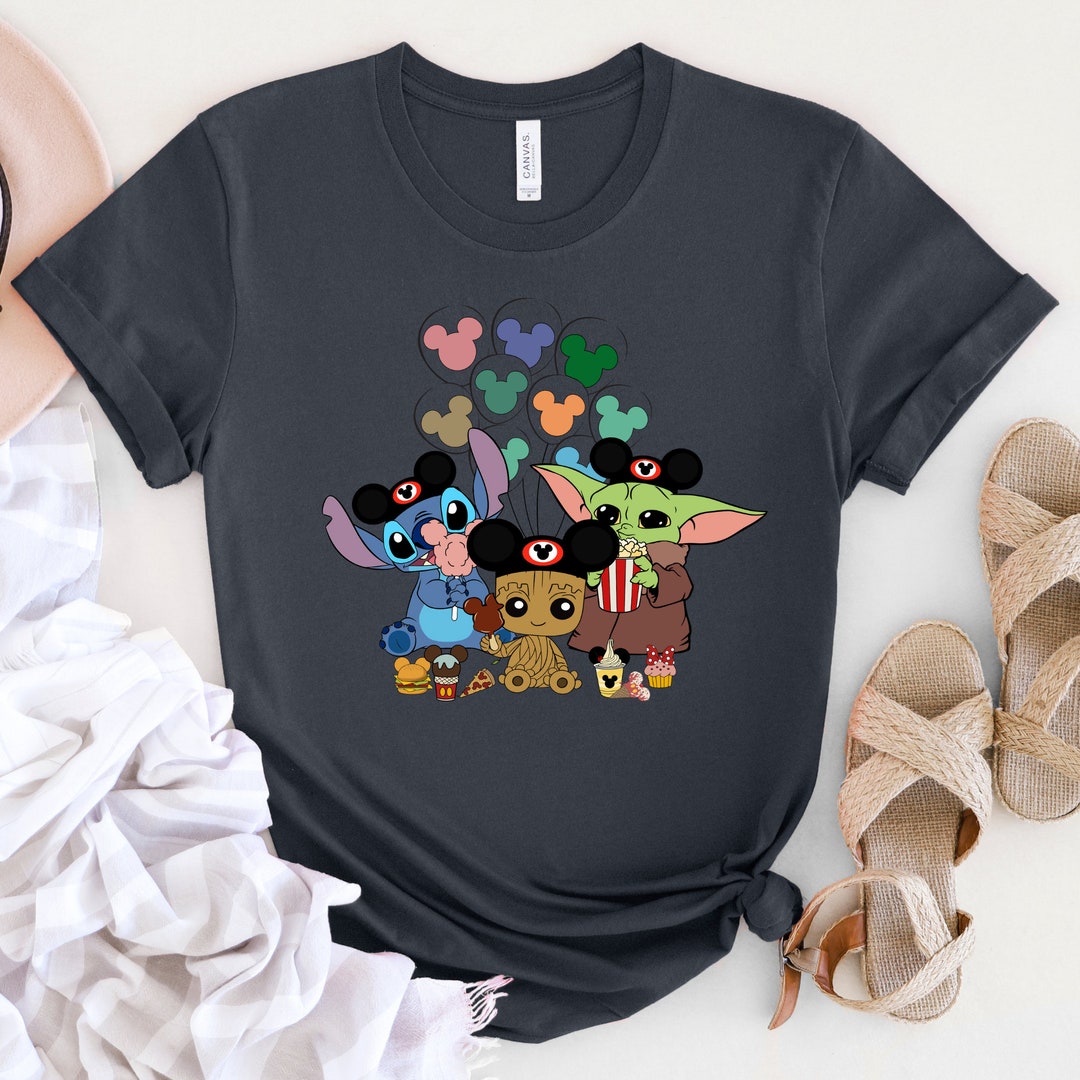 Star Wars Stitch Groot Baby Yoda Tshirts, Disney Star Wars Tshirts ...