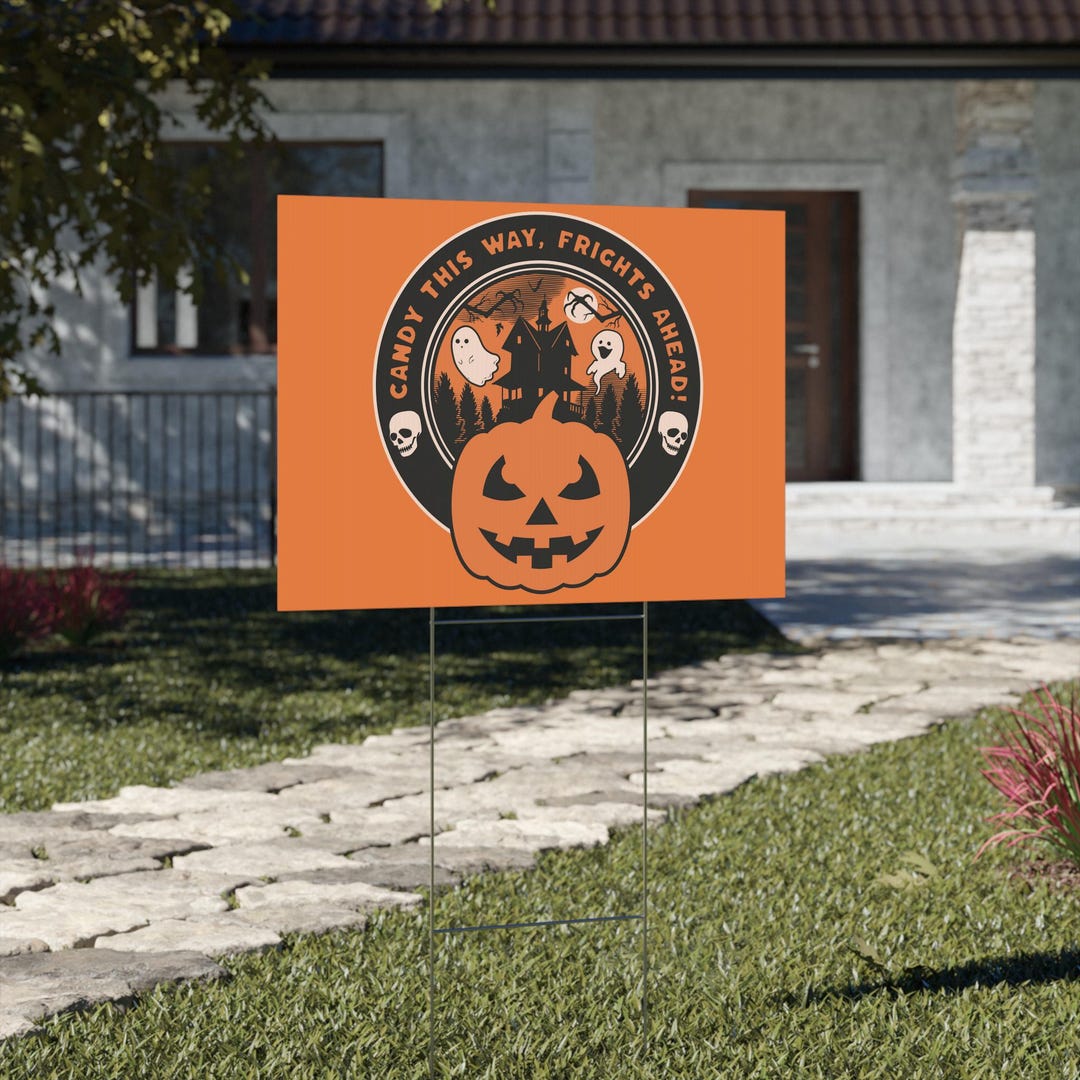 Candy This Way Trick or Treat Garden Sign, Pumpkin Yard Sign , Pumpkin ...