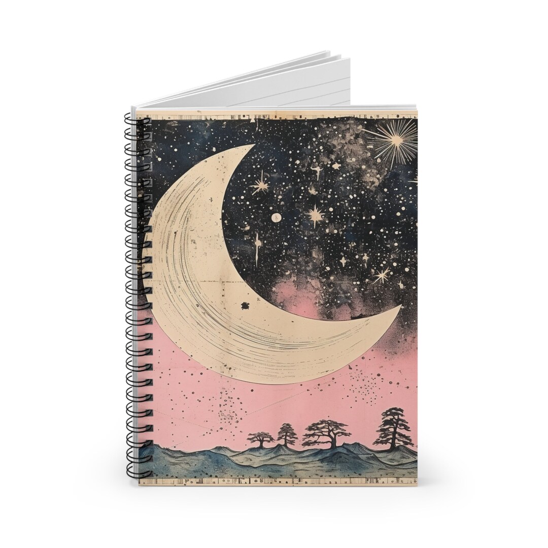 Celestial Moon Spiral Notebook: Vintage Style Lined Journal - Etsy