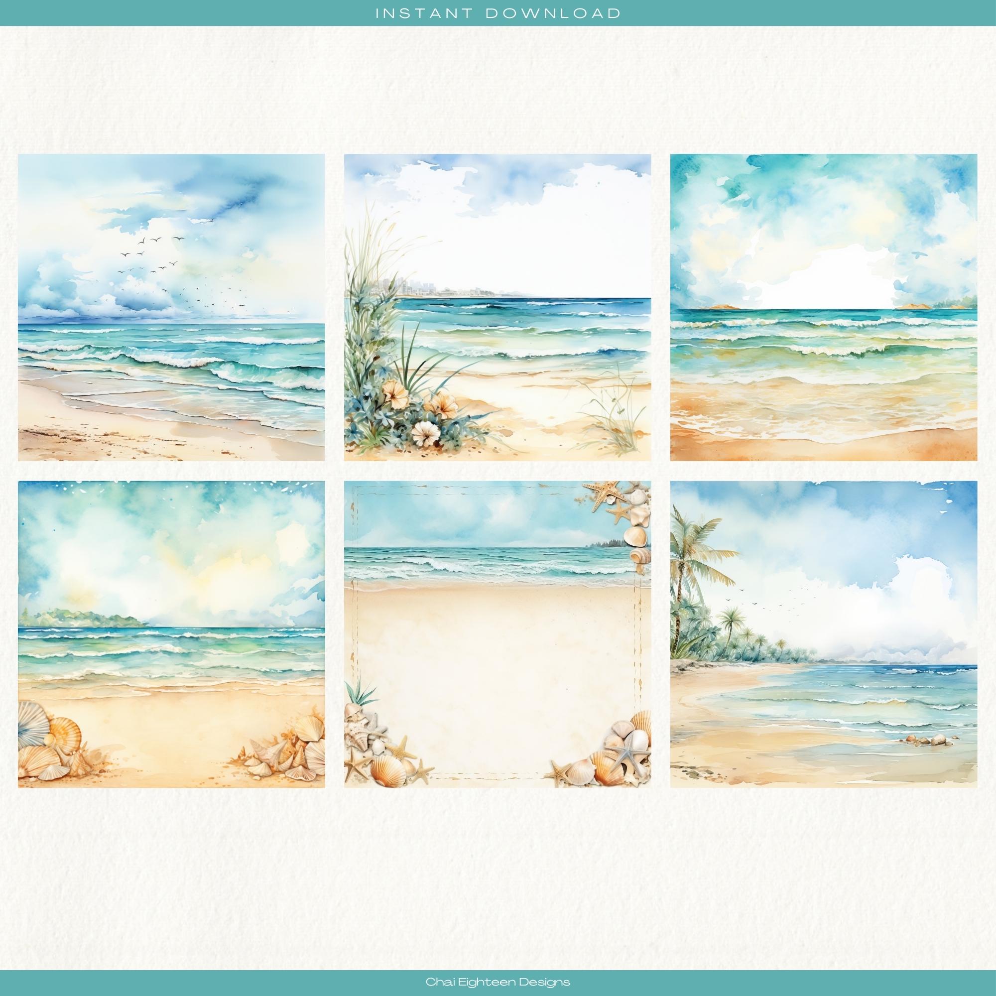 Beach Theme Digital Kit | Summer Beach Digital Papers | Vacation ...