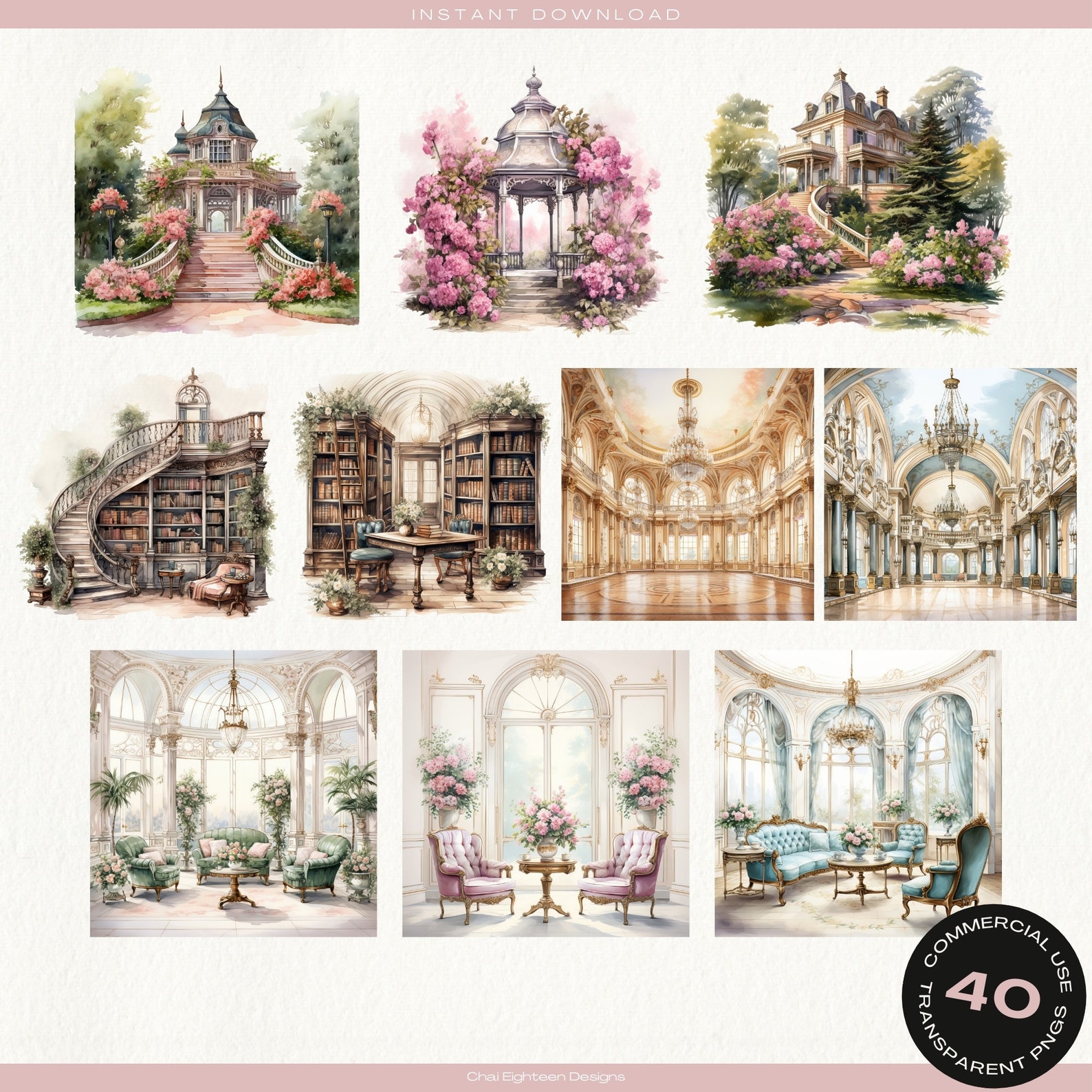 Regency Era Clipart Vintage Romance Clipart Bundle Regency Watercolor ...