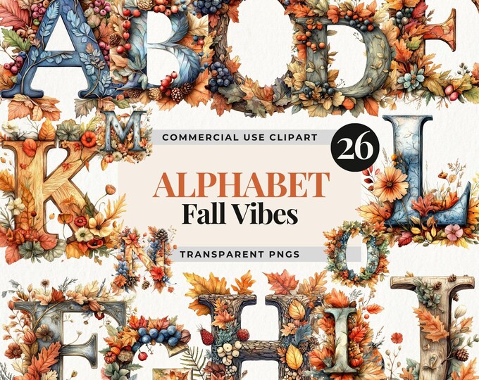 Fall Letters, Fall Alphabet PNG, Plaid Letters, Autumn Alphabet, Fall ...