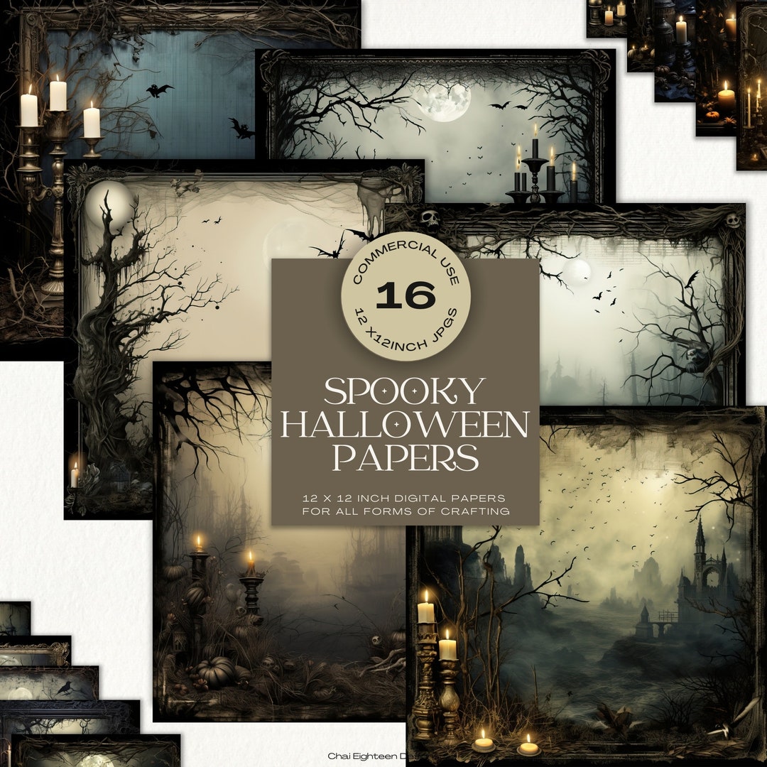 Spooky Halloween Digital Papers Art Journal Pages Halloween Printables ...
