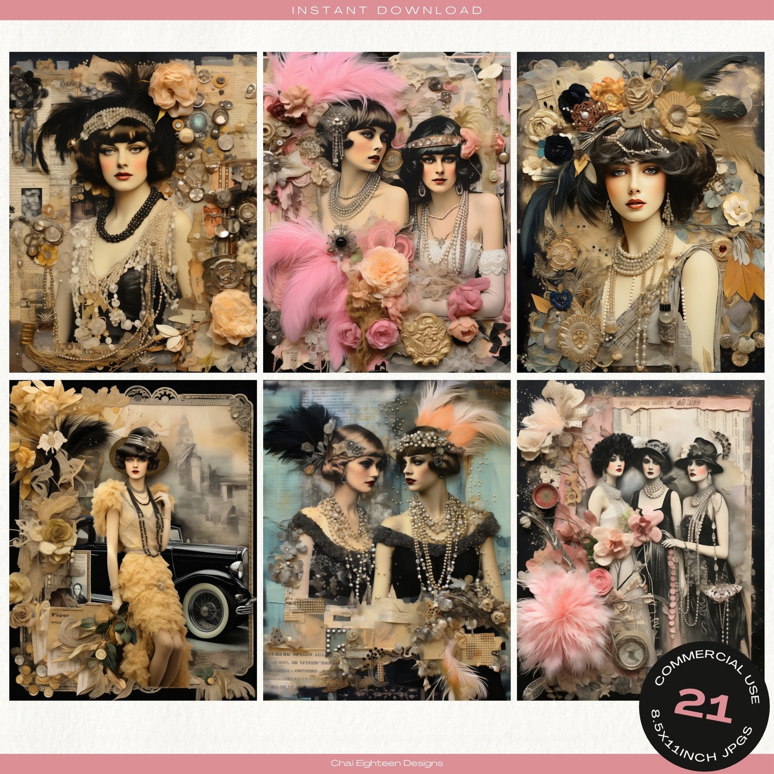 Roaring Twenties Junk Journal Pages, 1920's Junk Journal Papers ...