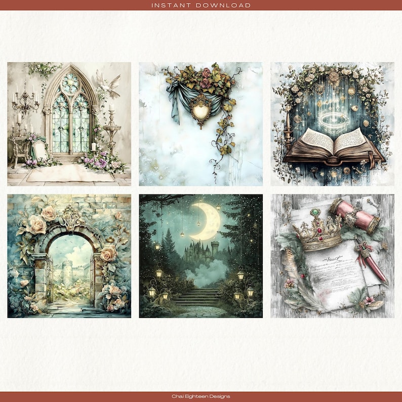 Enchanted Castle Nursery Décor, Castlecore Digital Paper, Fairy Tale ...