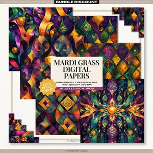 Mardi Gras Clipart and Paper Bundle, Festive Mask Clipart, New Orleans ...