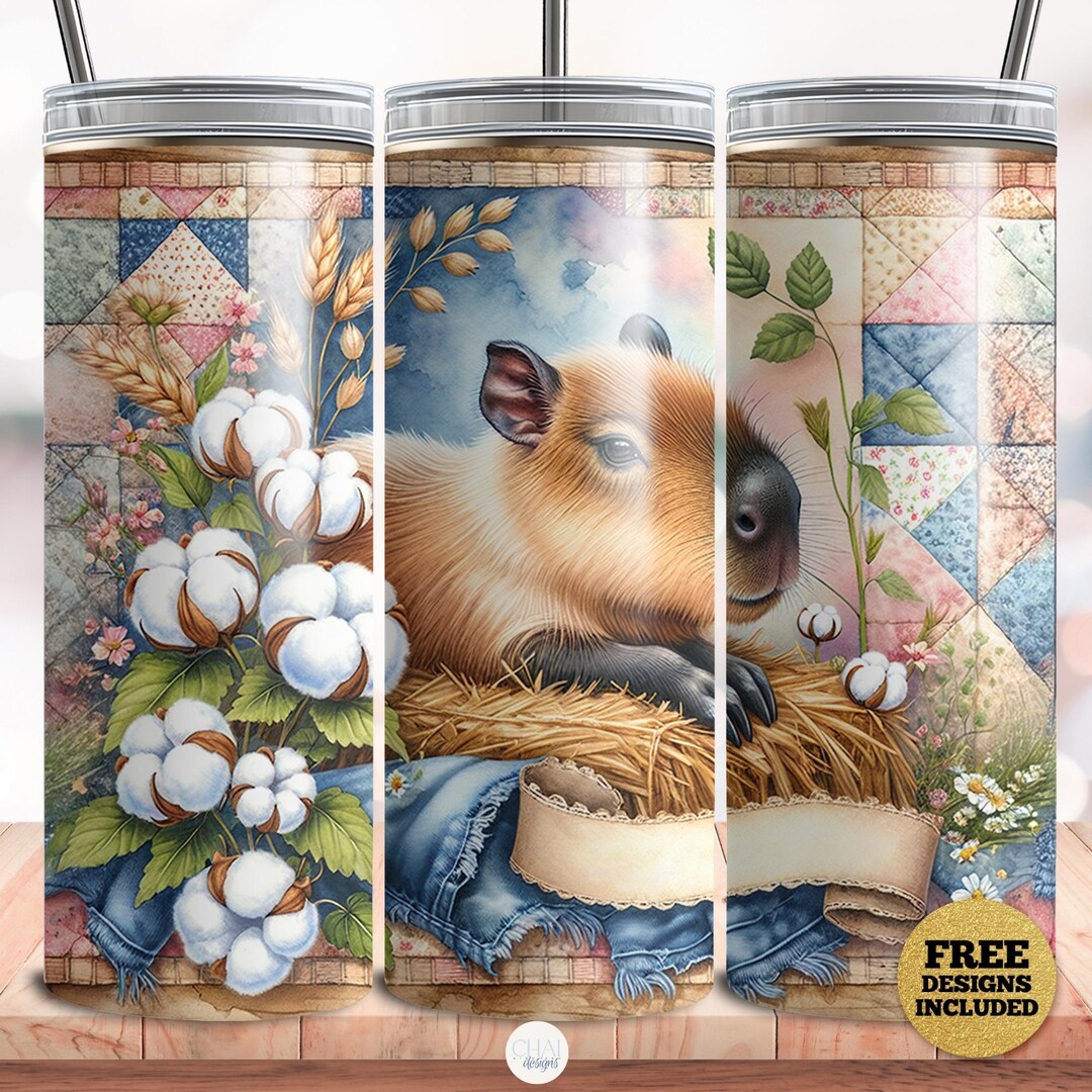 Country Tumbler Png, Capybara Quilt 20oz Skinny Tumbler Wrap, Farmhouse ...