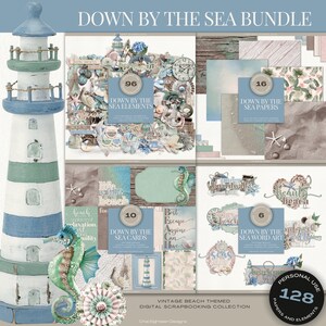 Coastal Themed Digital Papers Down by the Sea Digital Scrapbooking ...
